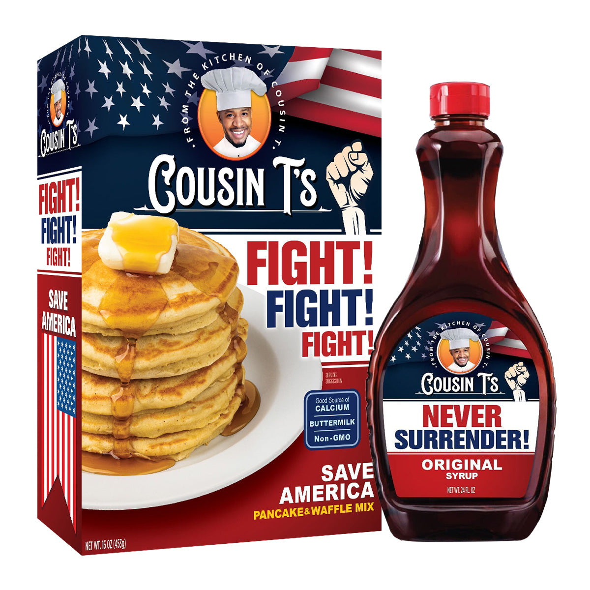 Cousin T's - Trump Fight! Fight! Fight! Pancake & Syrup Bundle